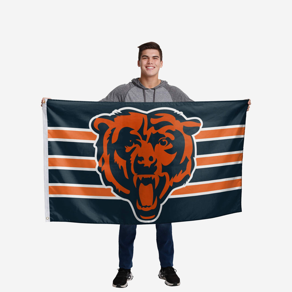 Chicago Bears Big Logo Team Stripe Horizontal Flag FOCO