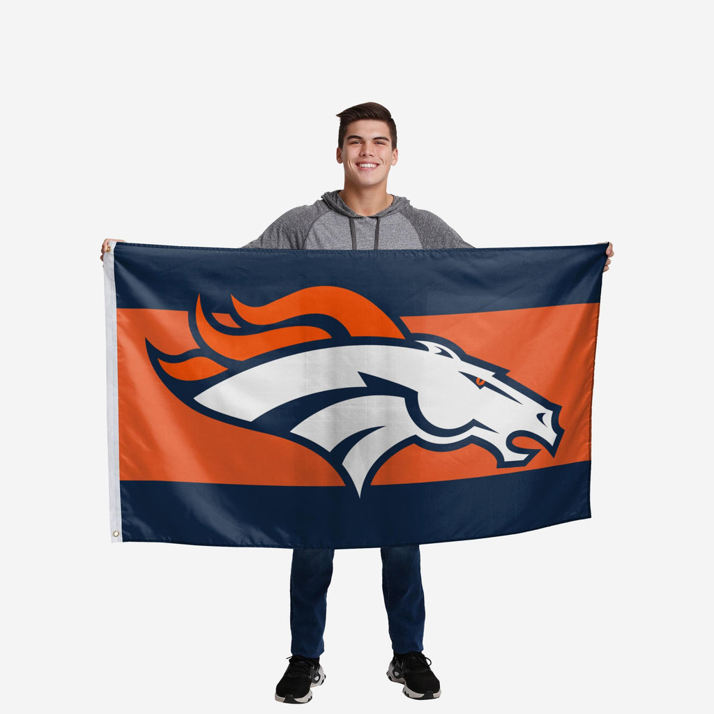 Denver Broncos Big Logo Team Stripe Horizontal Flag FOCO