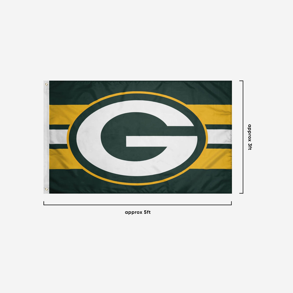 Green Bay Packers Big Logo Team Stripe Horizontal Flag FOCO