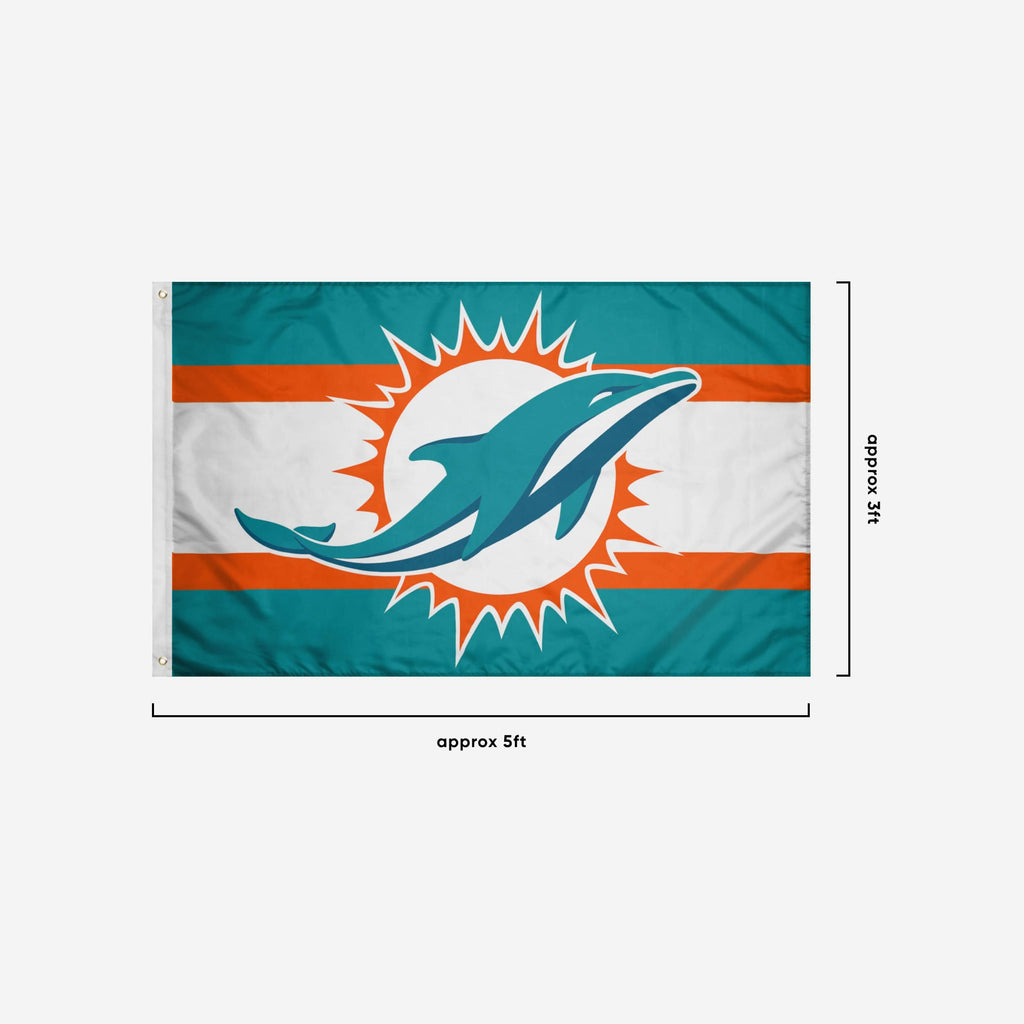 Miami Dolphins Big Logo Team Stripe Horizontal Flag FOCO
