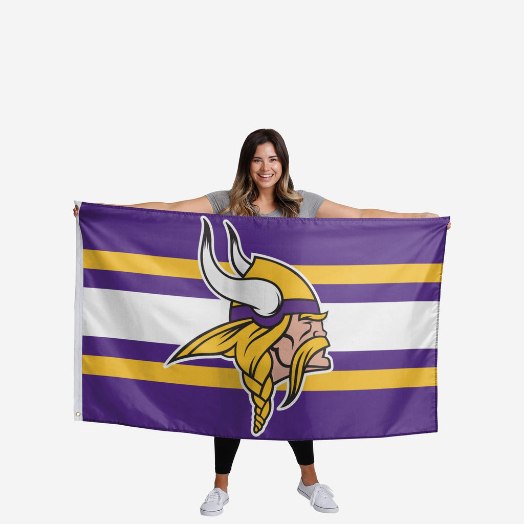Minnesota Vikings Big Logo Team Stripe Horizontal Flag FOCO