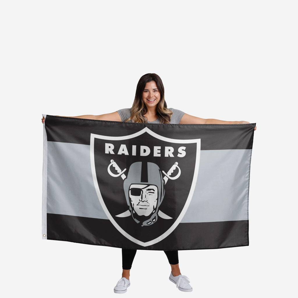 Las Vegas Raiders Big Logo Team Stripe Horizontal Flag FOCO