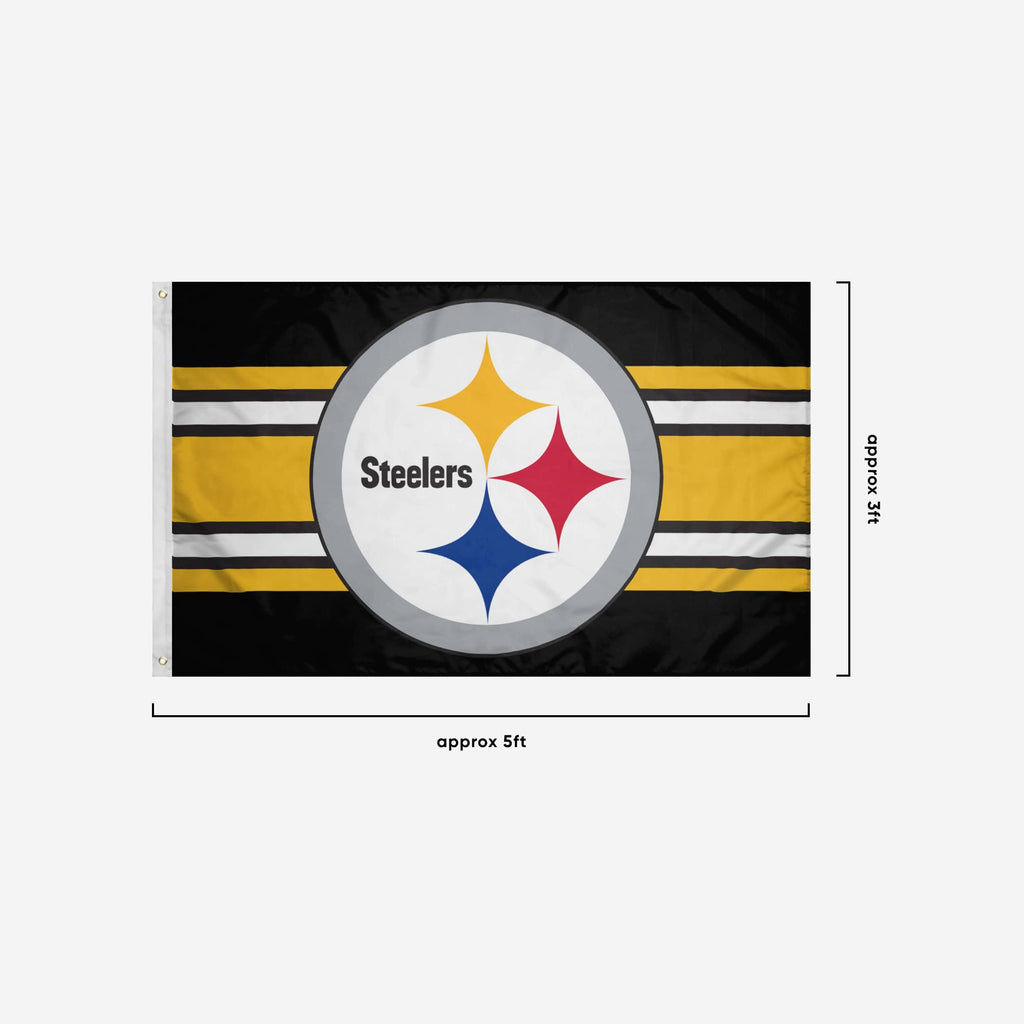 Pittsburgh Steelers Big Logo Team Stripe Horizontal Flag FOCO