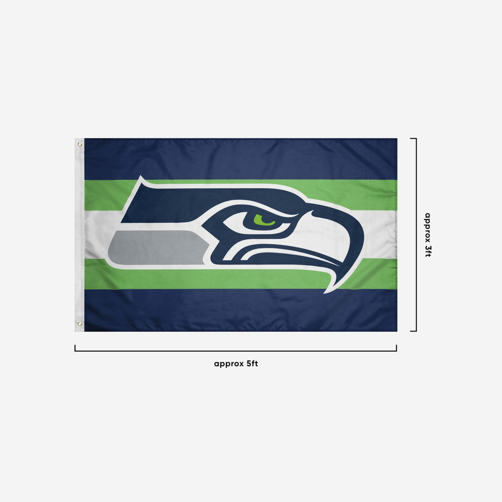Seattle Seahawks Big Logo Team Stripe Horizontal Flag FOCO