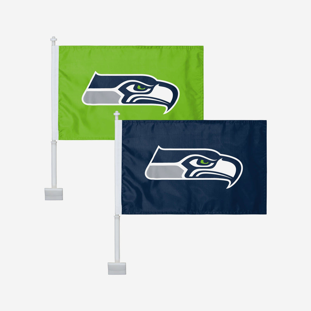 Seattle Seahawks 2 Pack Solid Car Flag FOCO