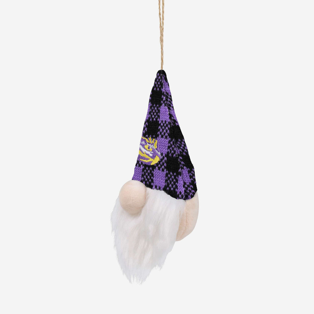 LSU Tigers Plaid Hat Plush Gnome Ornament FOCO