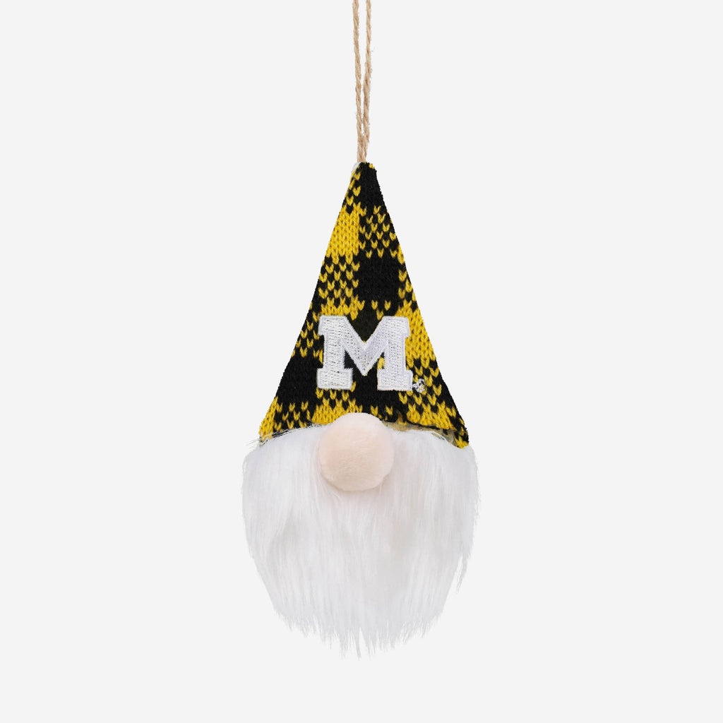 Michigan Wolverines Plaid Hat Plush Gnome Ornament FOCO