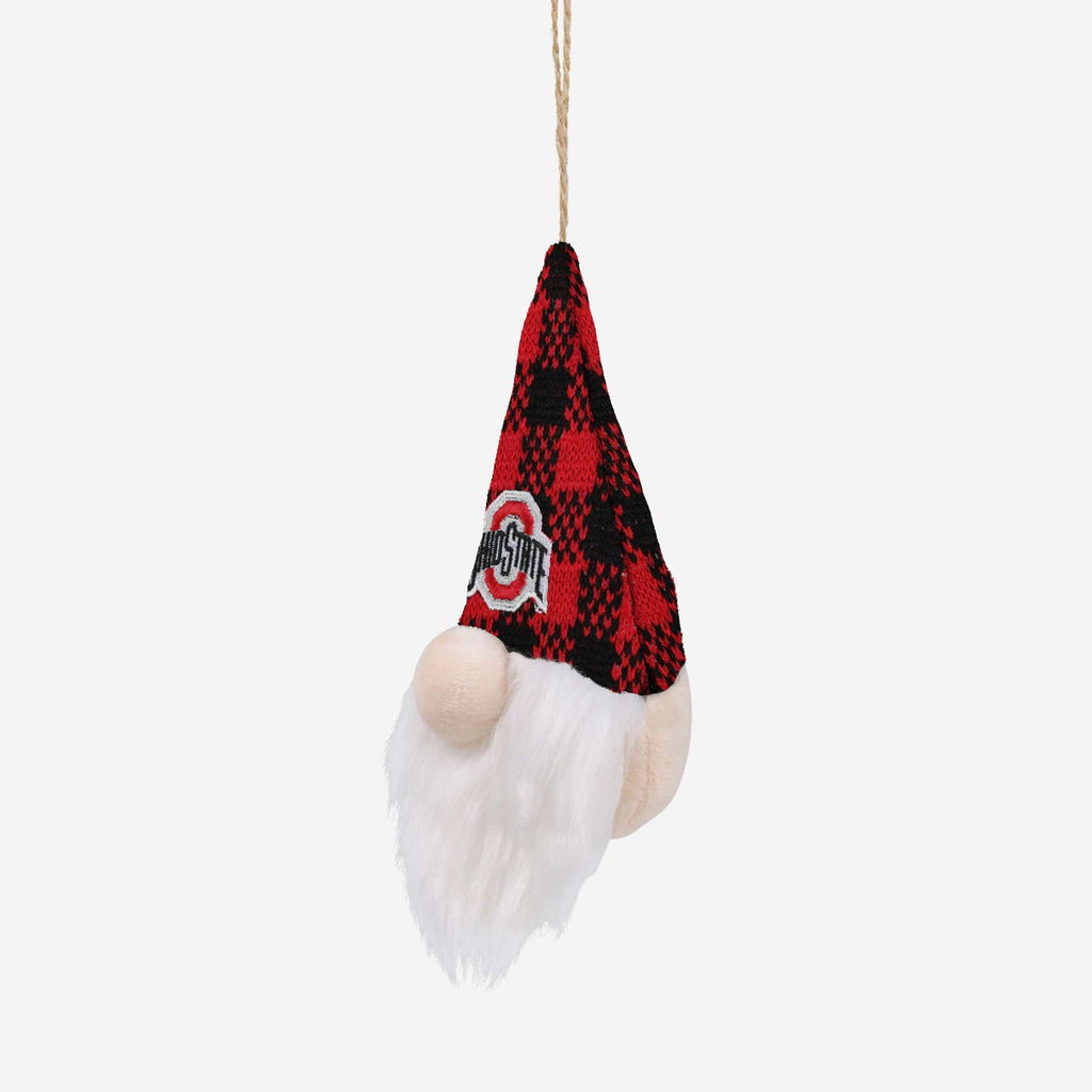 Ohio State Buckeyes Plaid Hat Plush Gnome Ornament FOCO