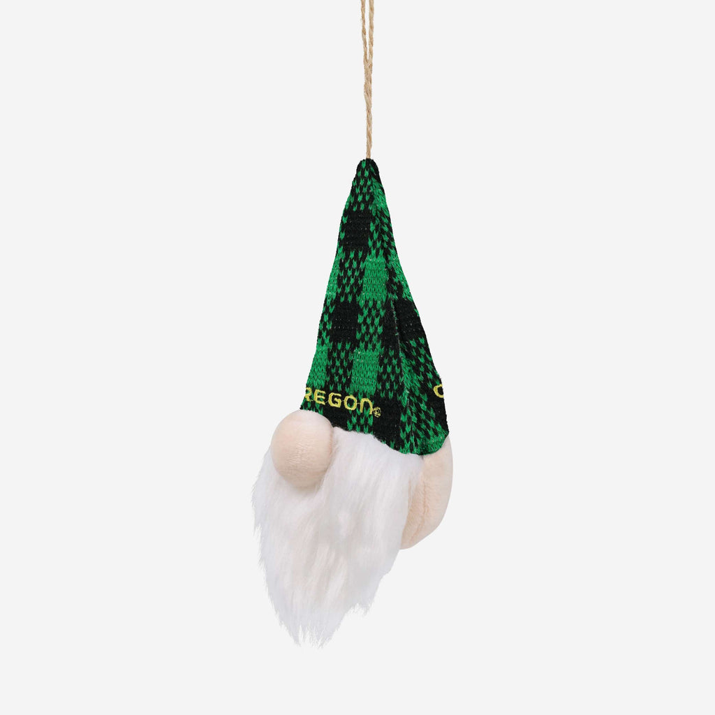 Oregon Ducks Plaid Hat Plush Gnome Ornament FOCO