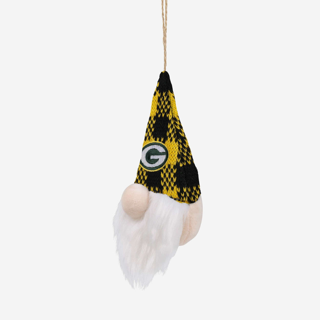 Green Bay Packers Plaid Hat Plush Gnome Ornament FOCO