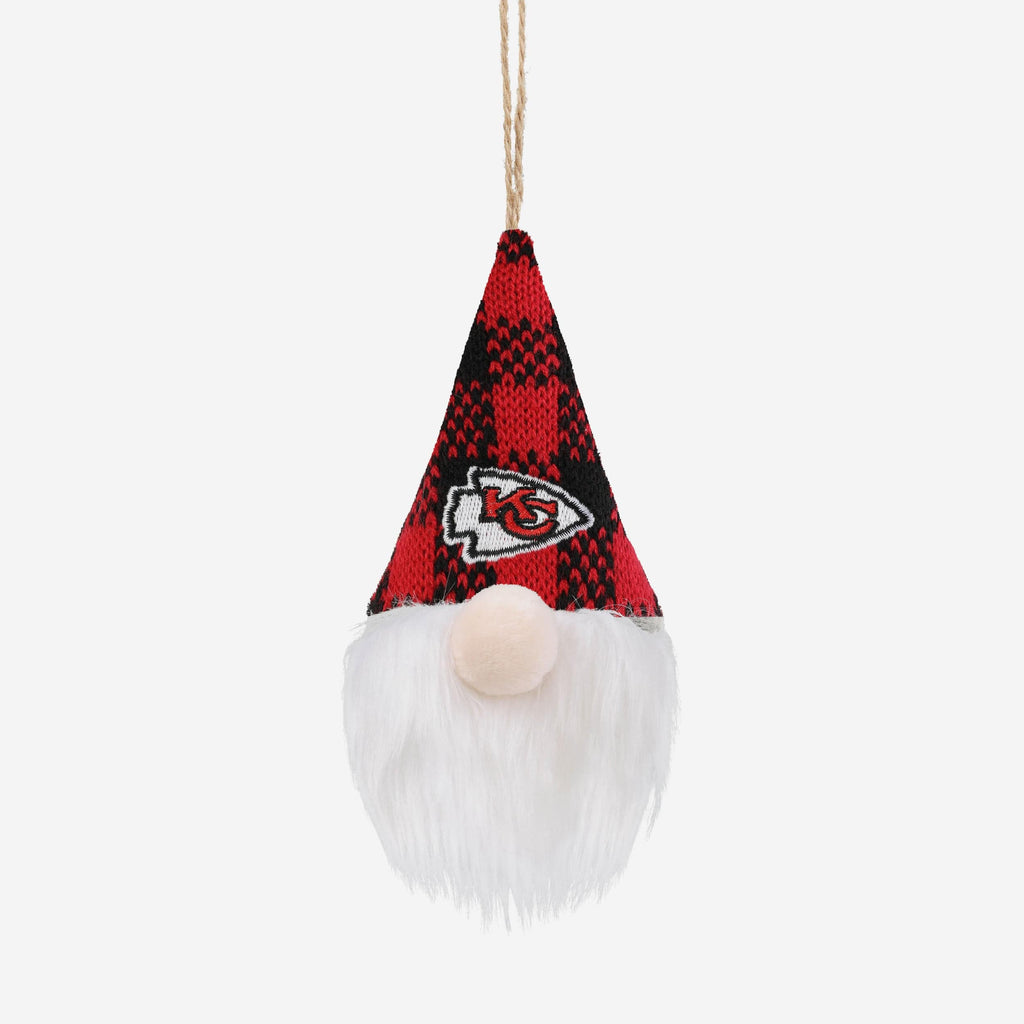 Kansas City Chiefs Plaid Hat Plush Gnome Ornament FOCO