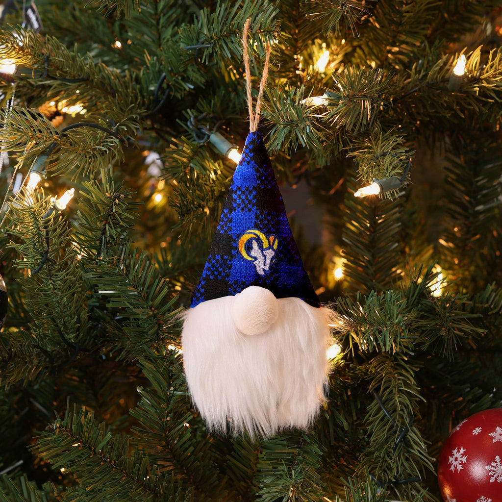 Los Angeles Rams Plaid Hat Plush Gnome Ornament FOCO