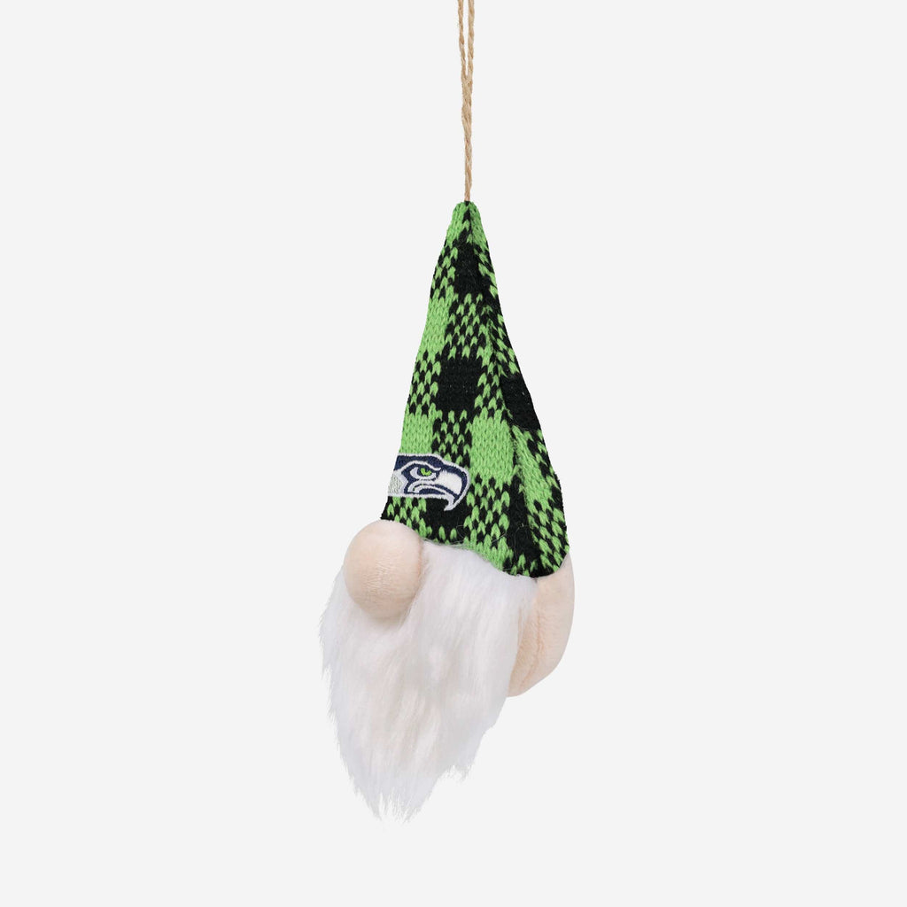 Seattle Seahawks Plaid Hat Plush Gnome Ornament FOCO