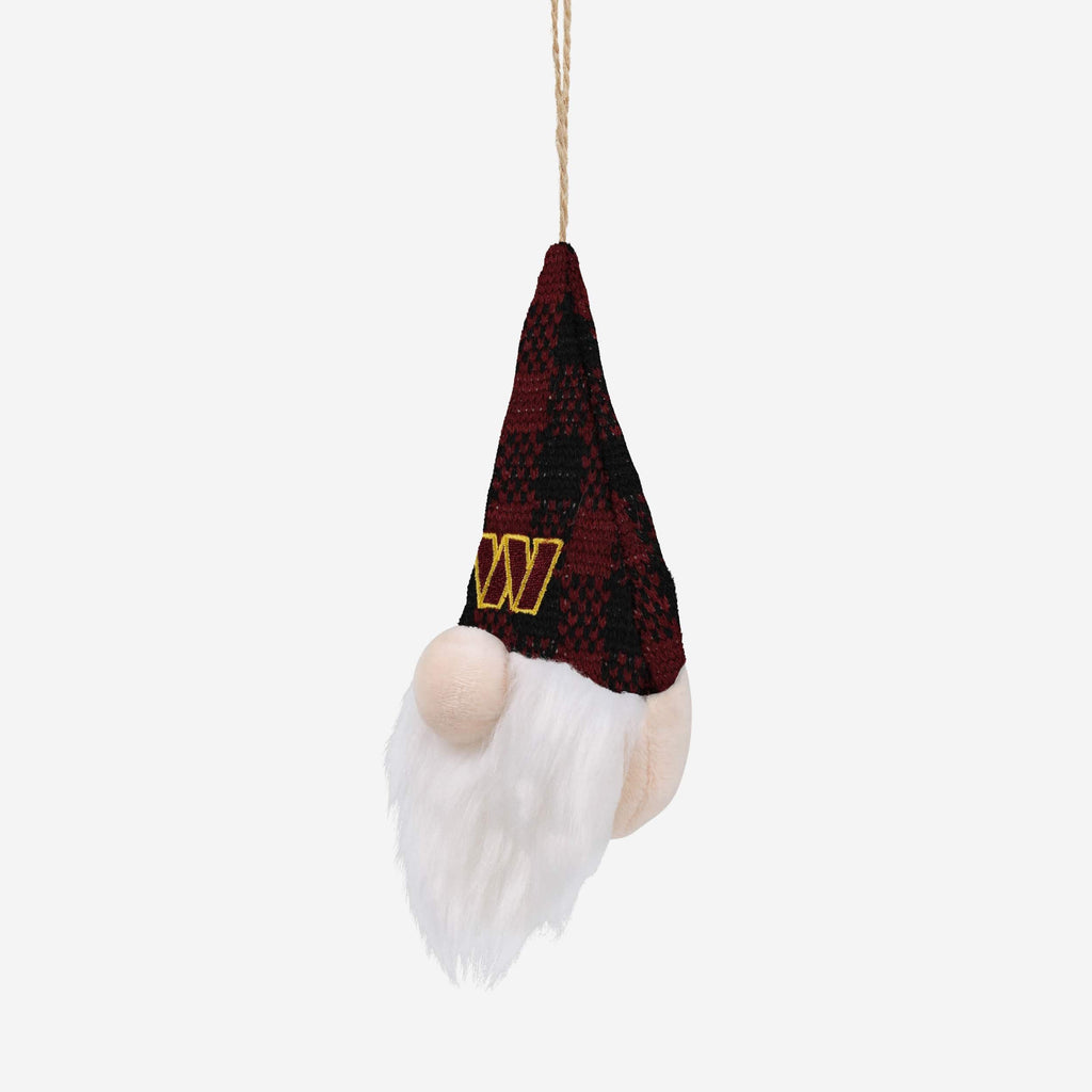 Washington Commanders Plaid Hat Plush Gnome Ornament FOCO