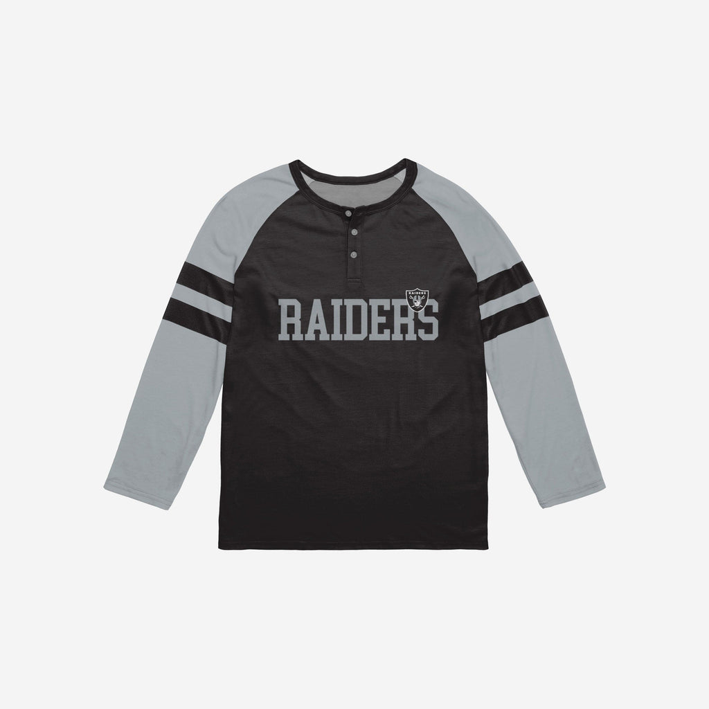 Las Vegas Raiders Team Stripe Wordmark Long Sleeve Henley FOCO
