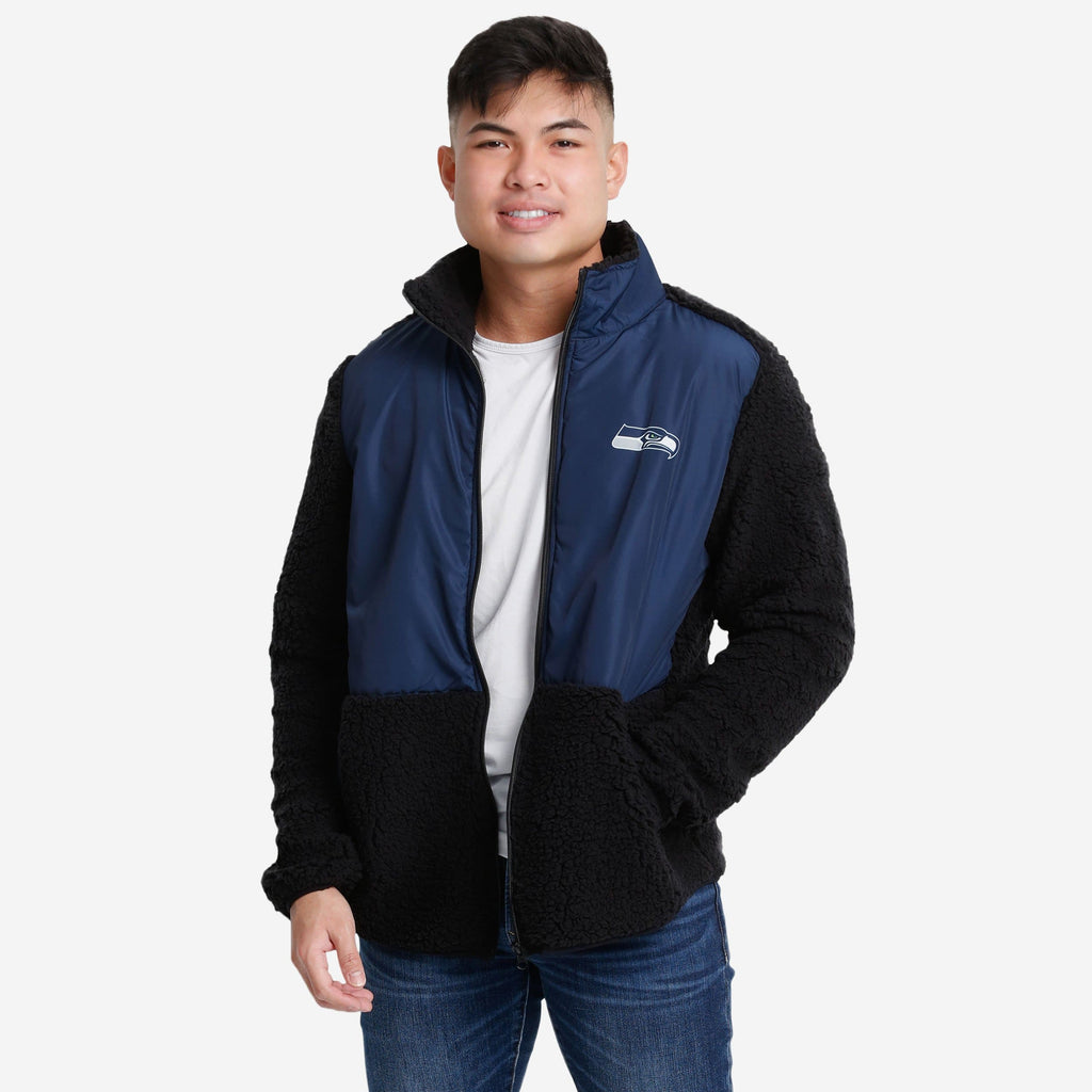 Seattle Seahawks Sherpa Soft Zip Up Jacket FOCO
