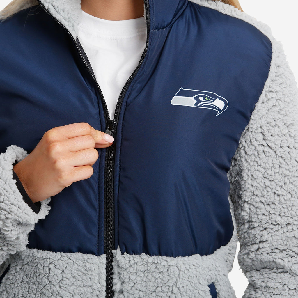 Seattle Seahawks Womens Sherpa Soft Zip Up Jacket FOCO