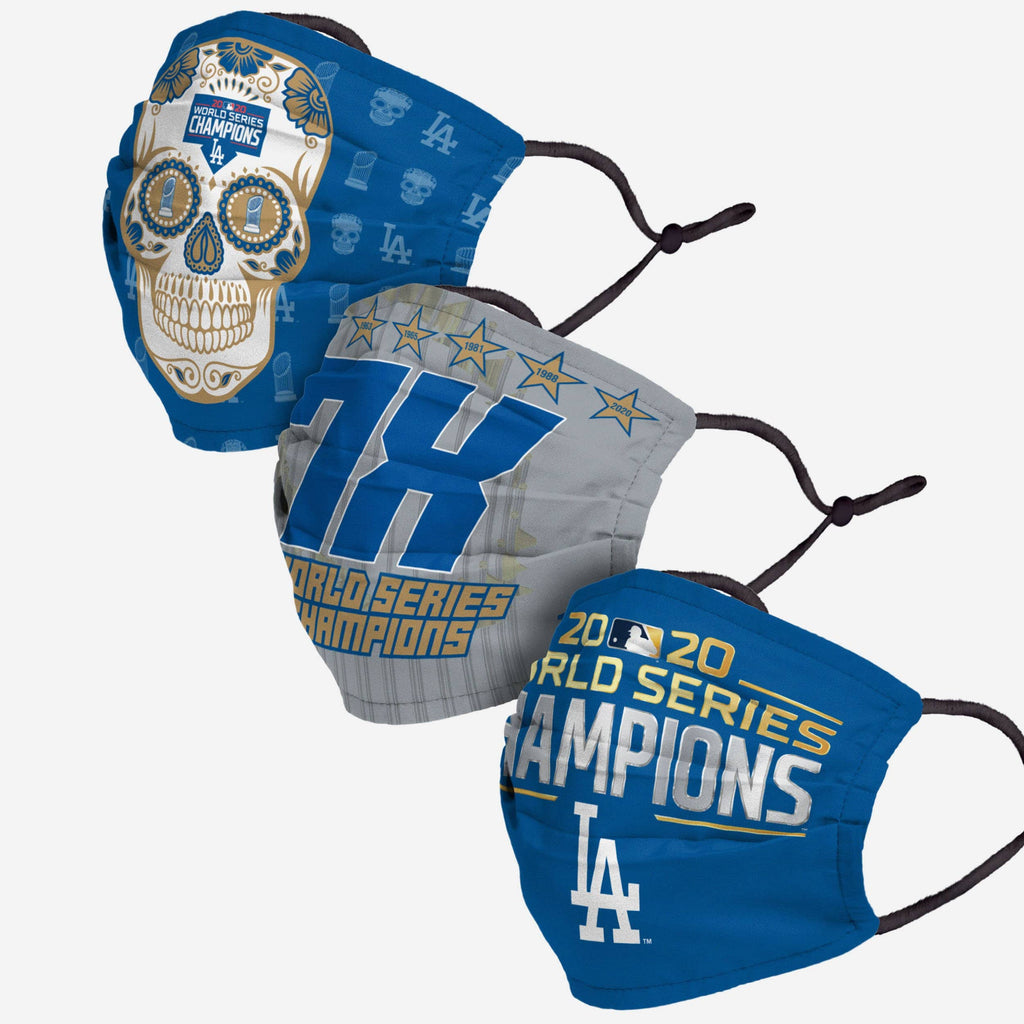 Los Angeles Dodgers 2020 World Series Champions Adjustable 3 Pack Face FOCO