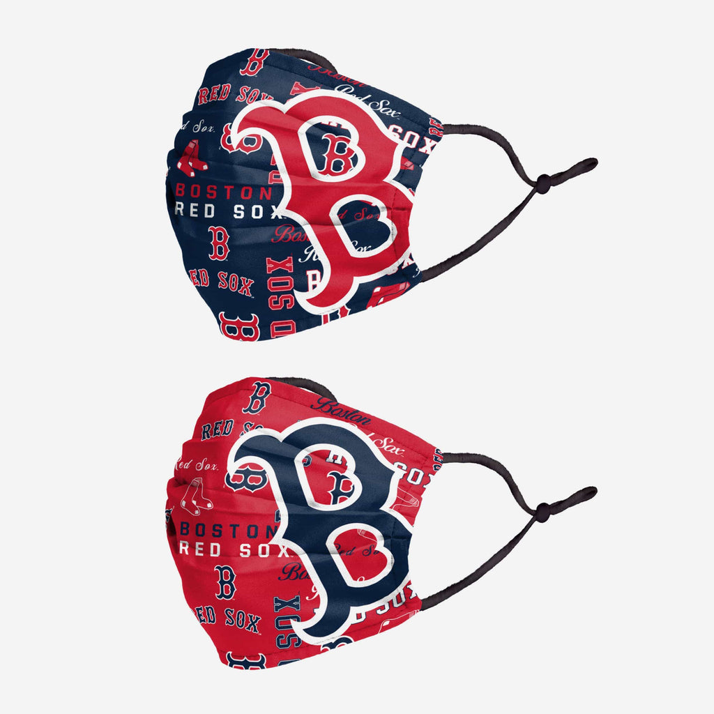 Boston Red Sox Logo Rush Adjustable 2 Pack Face Cover FOCO