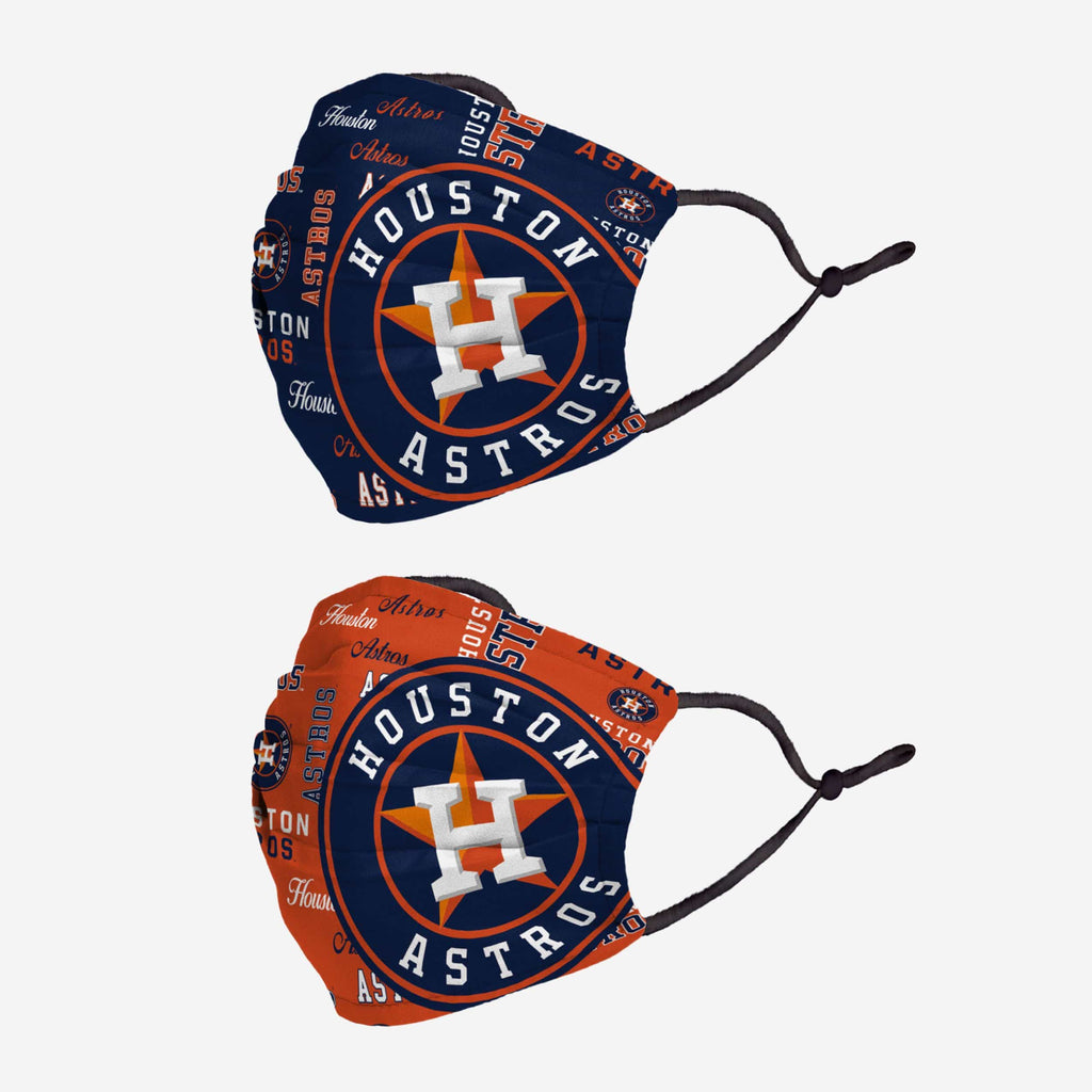 Houston Astros Logo Rush Adjustable 2 Pack Face Cover FOCO