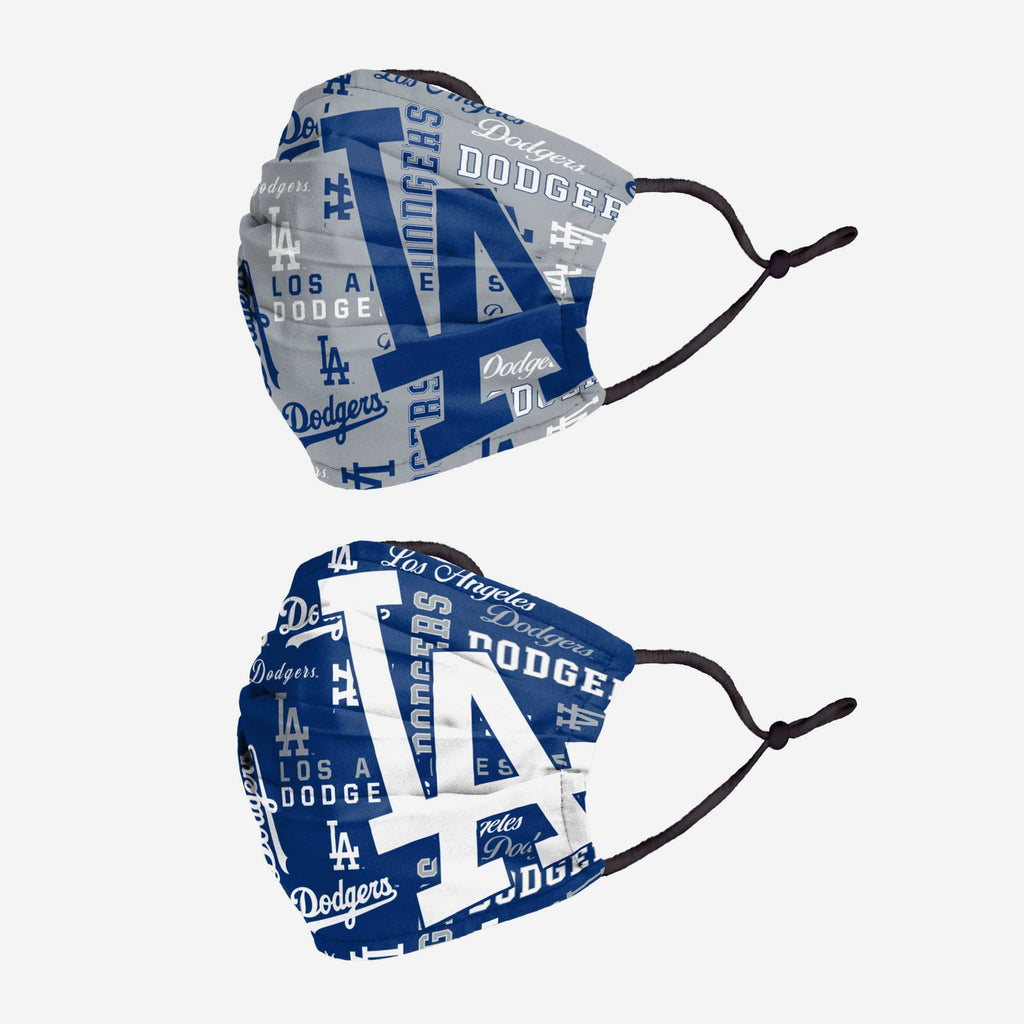 Los Angeles Dodgers Logo Rush Adjustable 2 Pack Face Cover FOCO