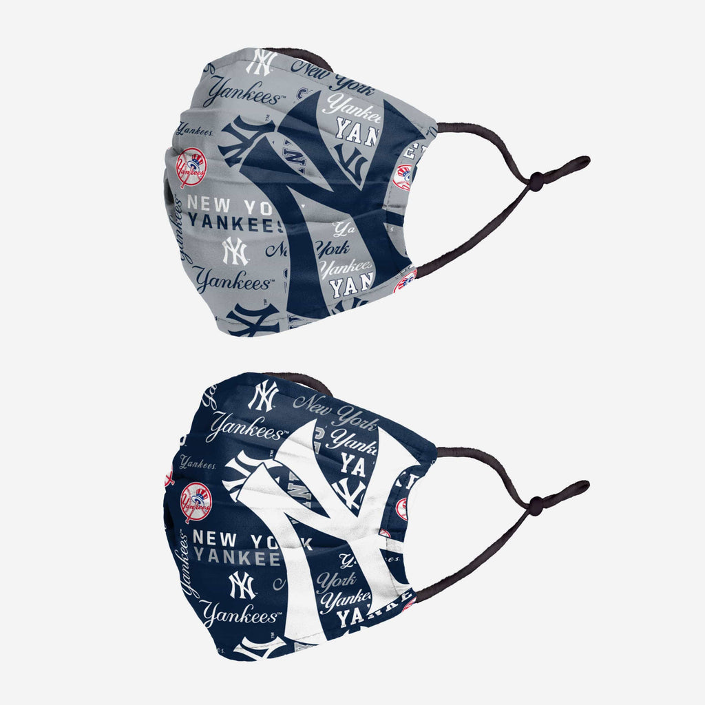 New York Yankees Logo Rush Adjustable 2 Pack Face Cover FOCO