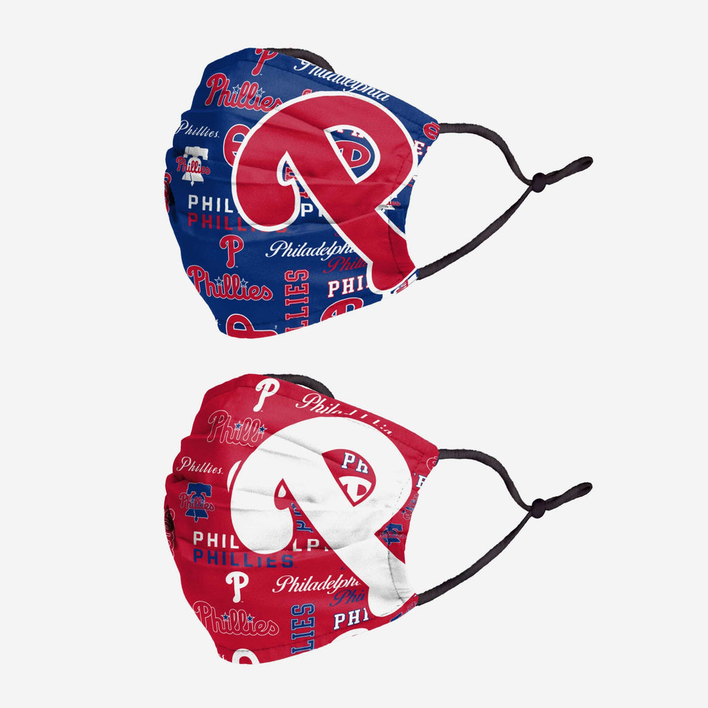 Philadelphia Phillies Logo Rush Adjustable 2 Pack Face Cover FOCO