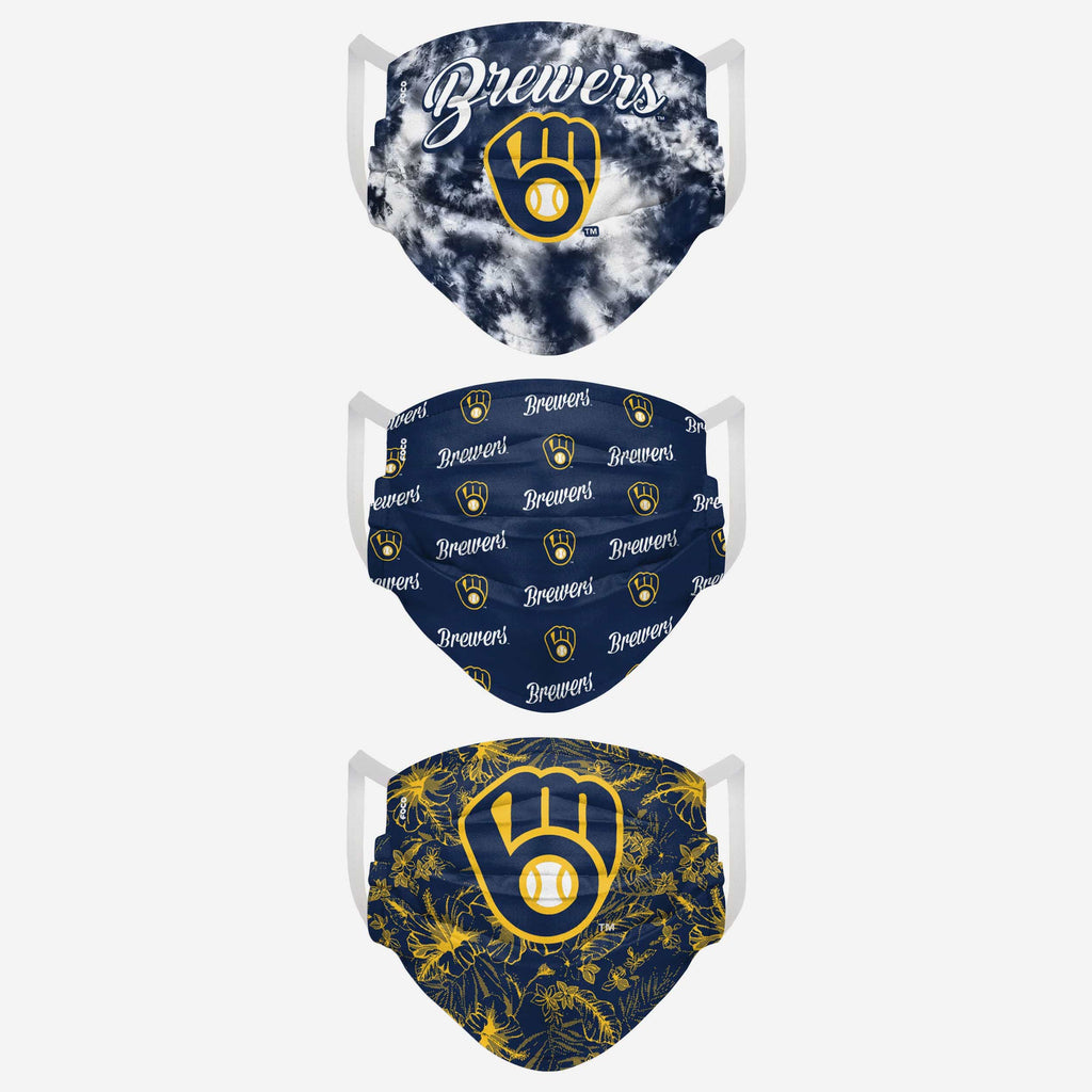 Milwaukee Brewers Womens Matchday 3 Pack Face Cover FOCO