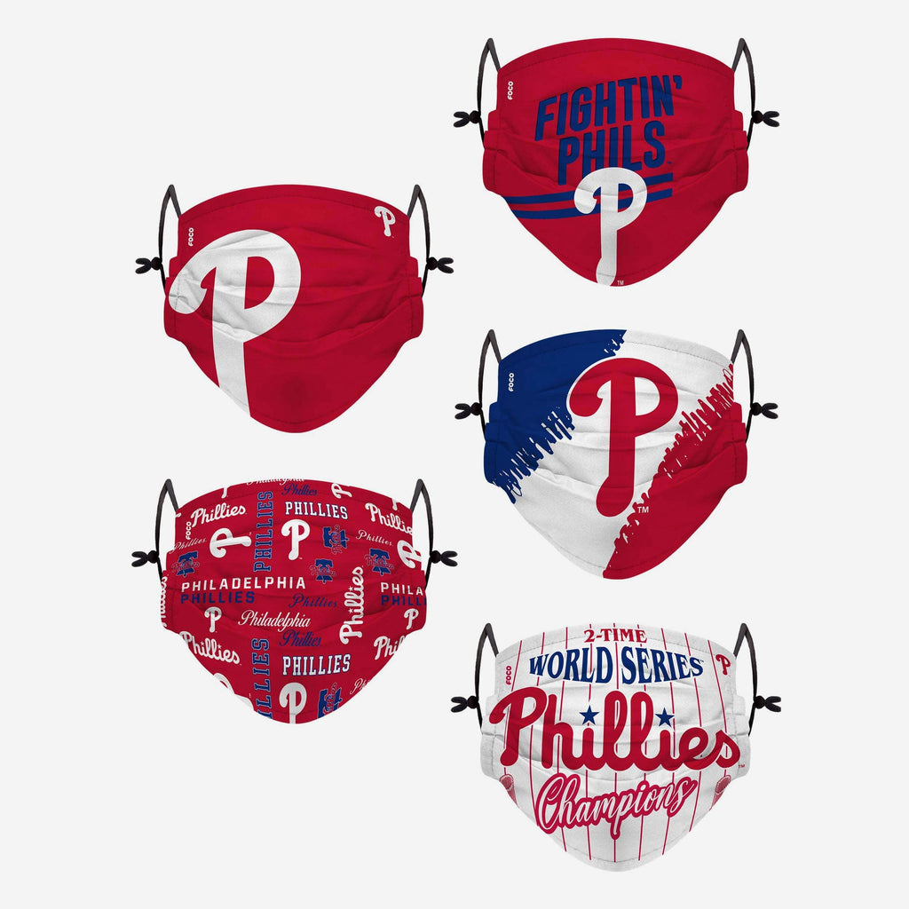 Philadelphia Phillies Youth Rising Stars Adjustable 5 Pack Face Cover FOCO