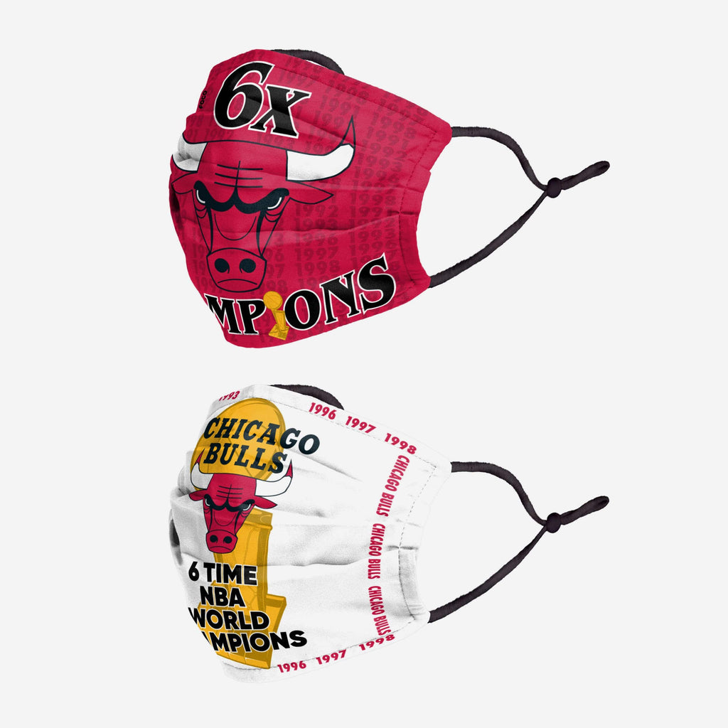 Chicago Bulls Thematic Champions Adjustable 2 Pack Face Cover FOCO