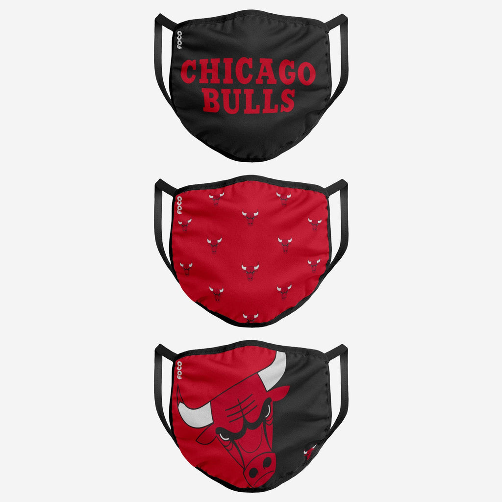 Chicago Bulls 3 Pack Face Cover FOCO