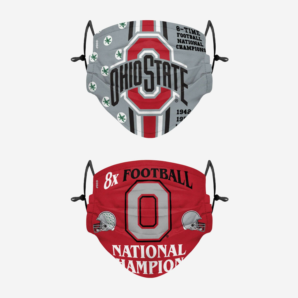 Ohio State Buckeyes Thematic Champions Adjustable 2 Pack Face Cover FOCO