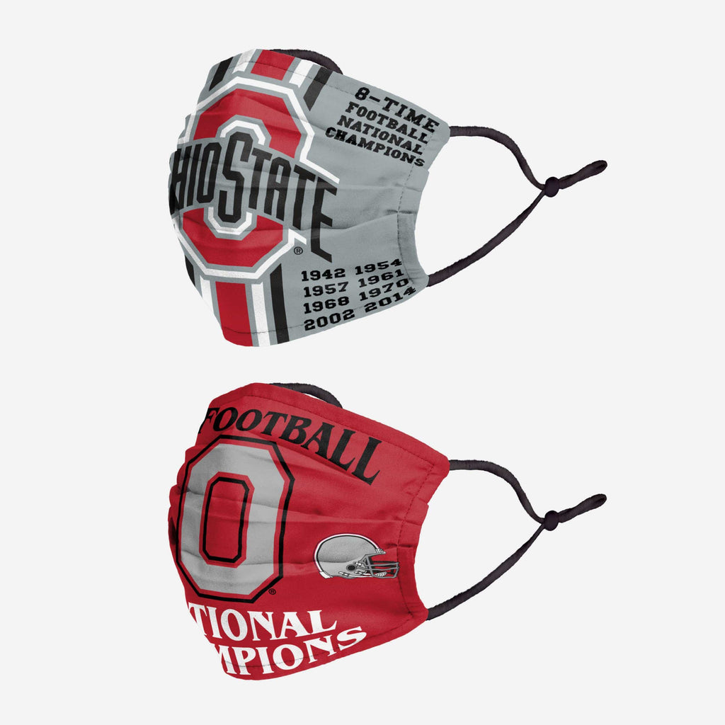 Ohio State Buckeyes Thematic Champions Adjustable 2 Pack Face Cover FOCO