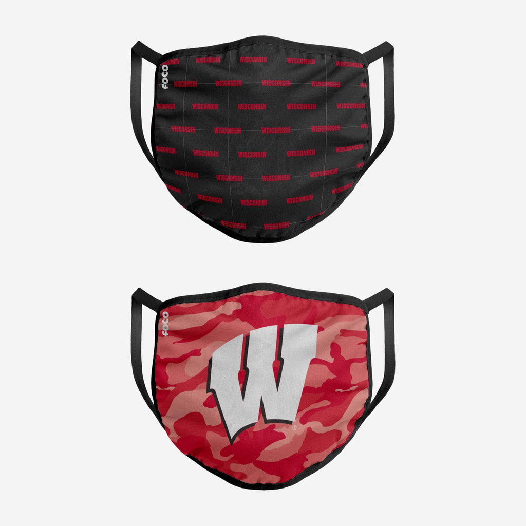 Wisconsin Badgers Clutch 2 Pack Face Cover FOCO