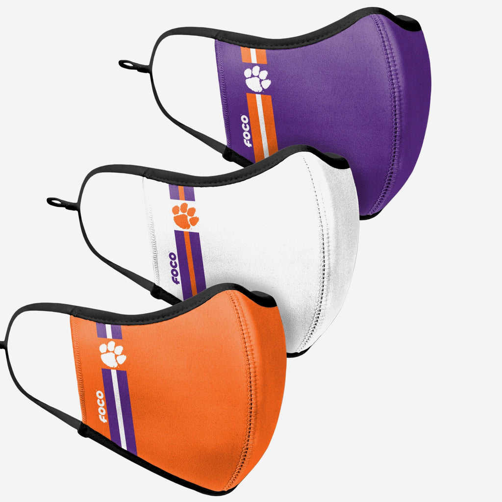 Clemson Tigers Sport 3 Pack Face Cover FOCO