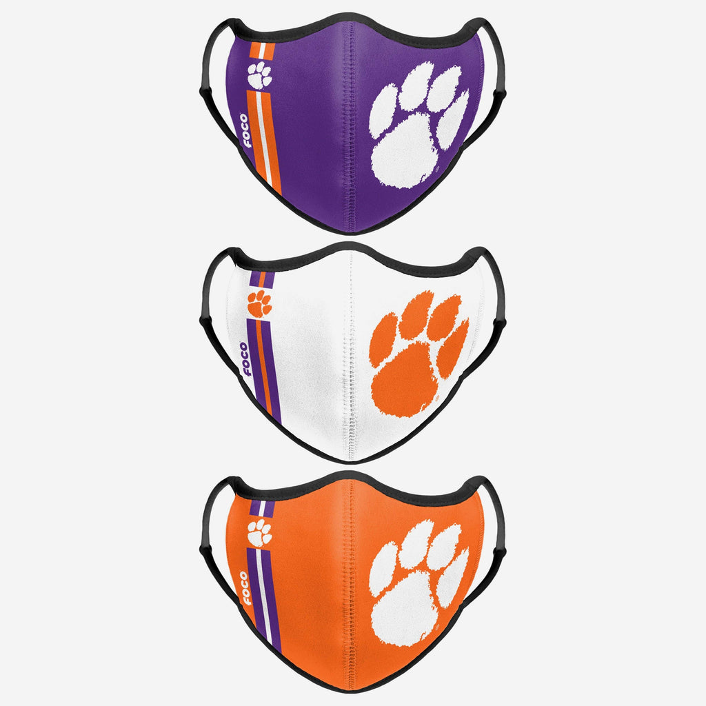 Clemson Tigers Sport 3 Pack Face Cover FOCO
