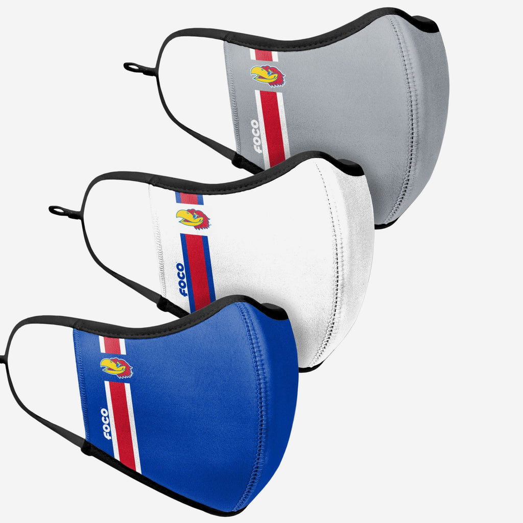 Kansas Jayhawks Sport 3 Pack Face Cover FOCO
