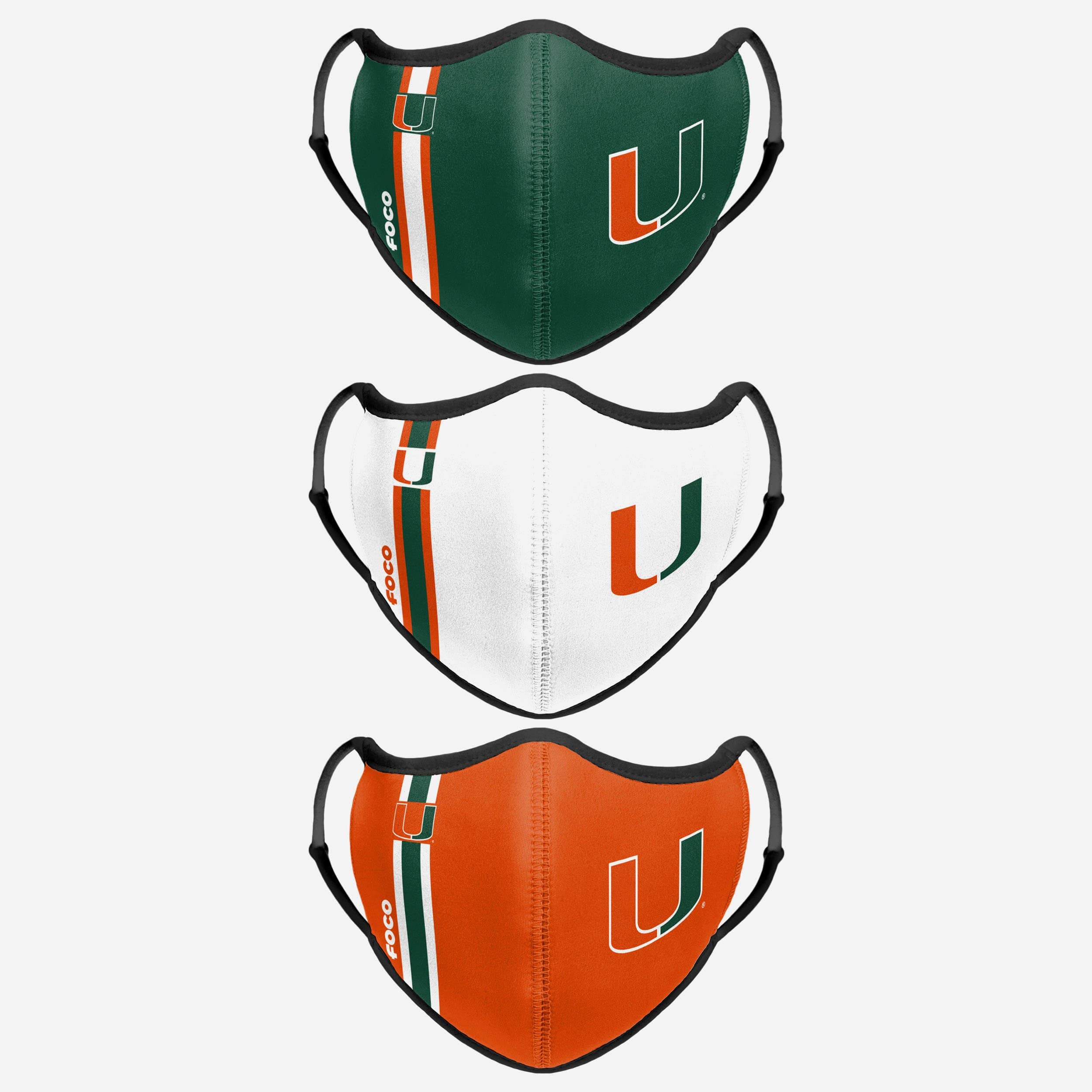 Miami Hurricanes Sport 3 Pack Face Cover FOCO