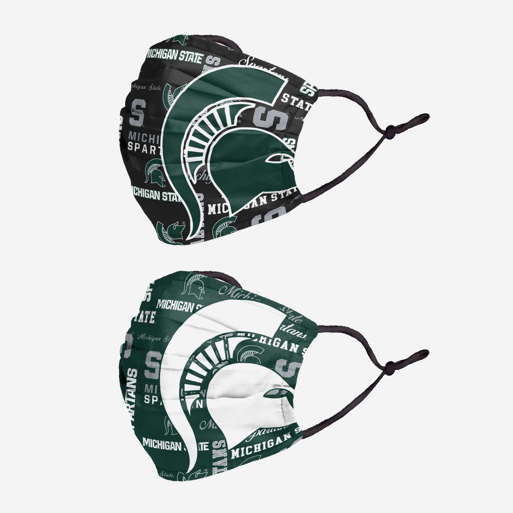 Michigan State Spartans Logo Rush Adjustable 2 Pack Face Cover FOCO