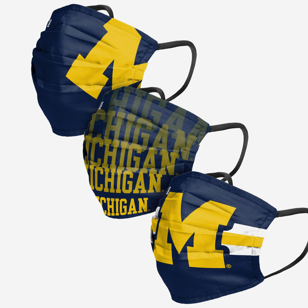 Michigan Wolverines Matchday 3 Pack Face Cover FOCO