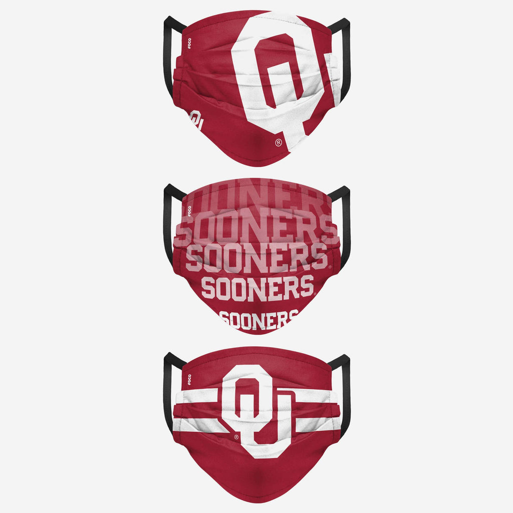 Oklahoma Sooners Matchday 3 Pack Face Cover FOCO