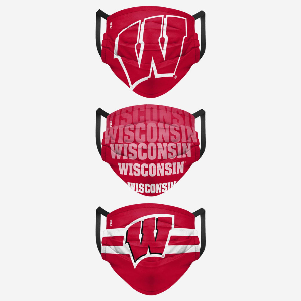 Wisconsin Badgers Matchday 3 Pack Face Cover FOCO
