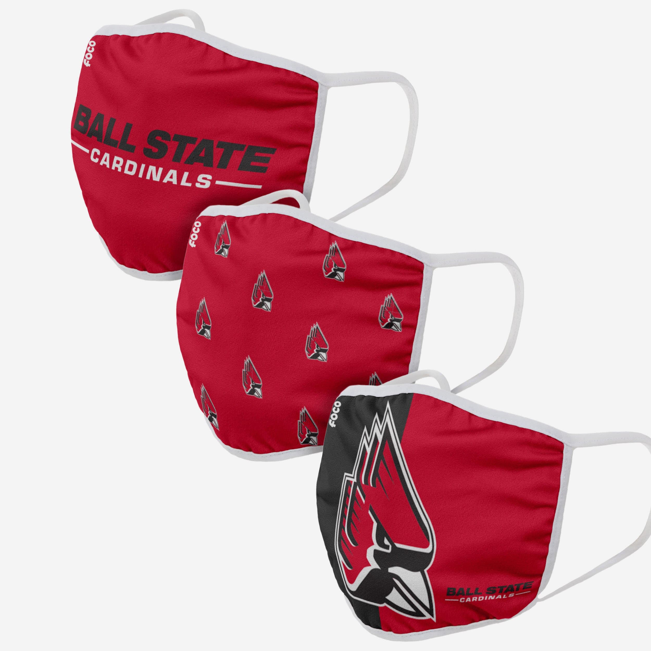 Ball State Cardinals 3 Pack Face Cover FOCO
