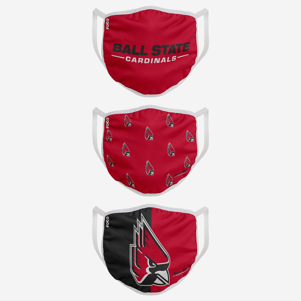 Ball State Cardinals 3 Pack Face Cover FOCO