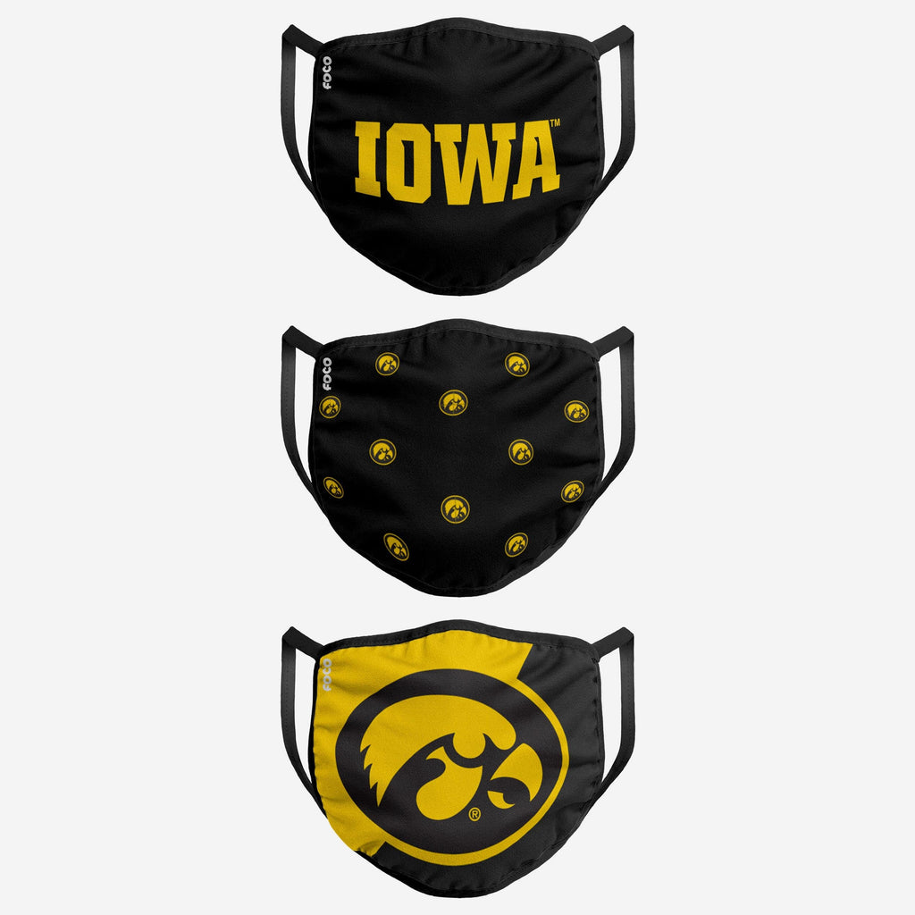 Iowa Hawkeyes 3 Pack Face Cover FOCO