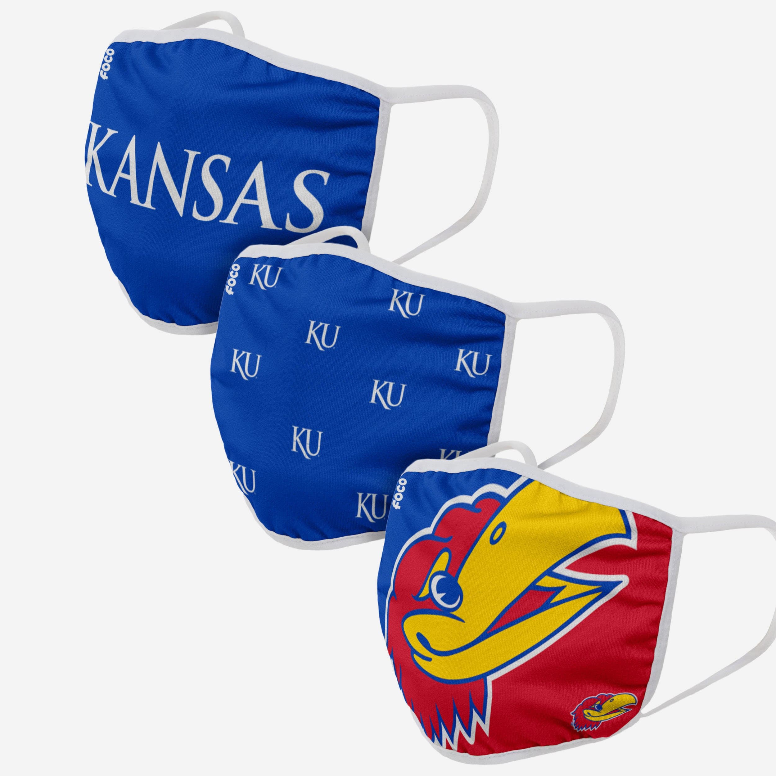 Kansas Jayhawks 3 Pack Face Cover FOCO