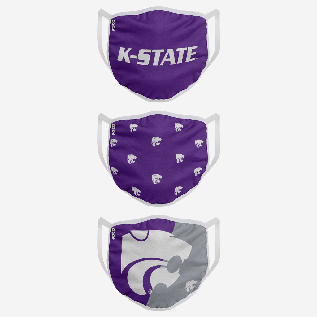 Kansas State Wildcats 3 Pack Face Cover FOCO