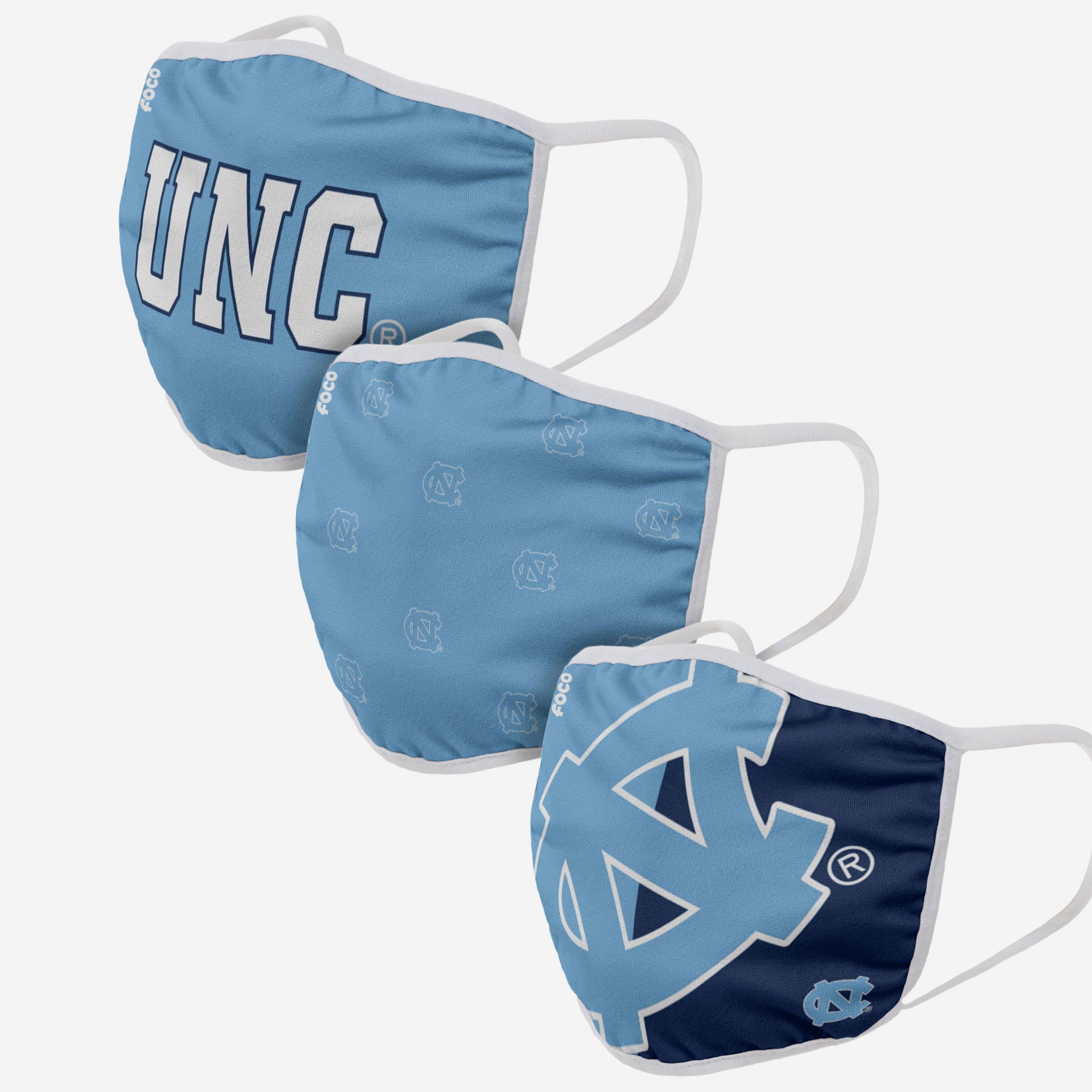 North Carolina Tar Heels 3 Pack Face Cover FOCO