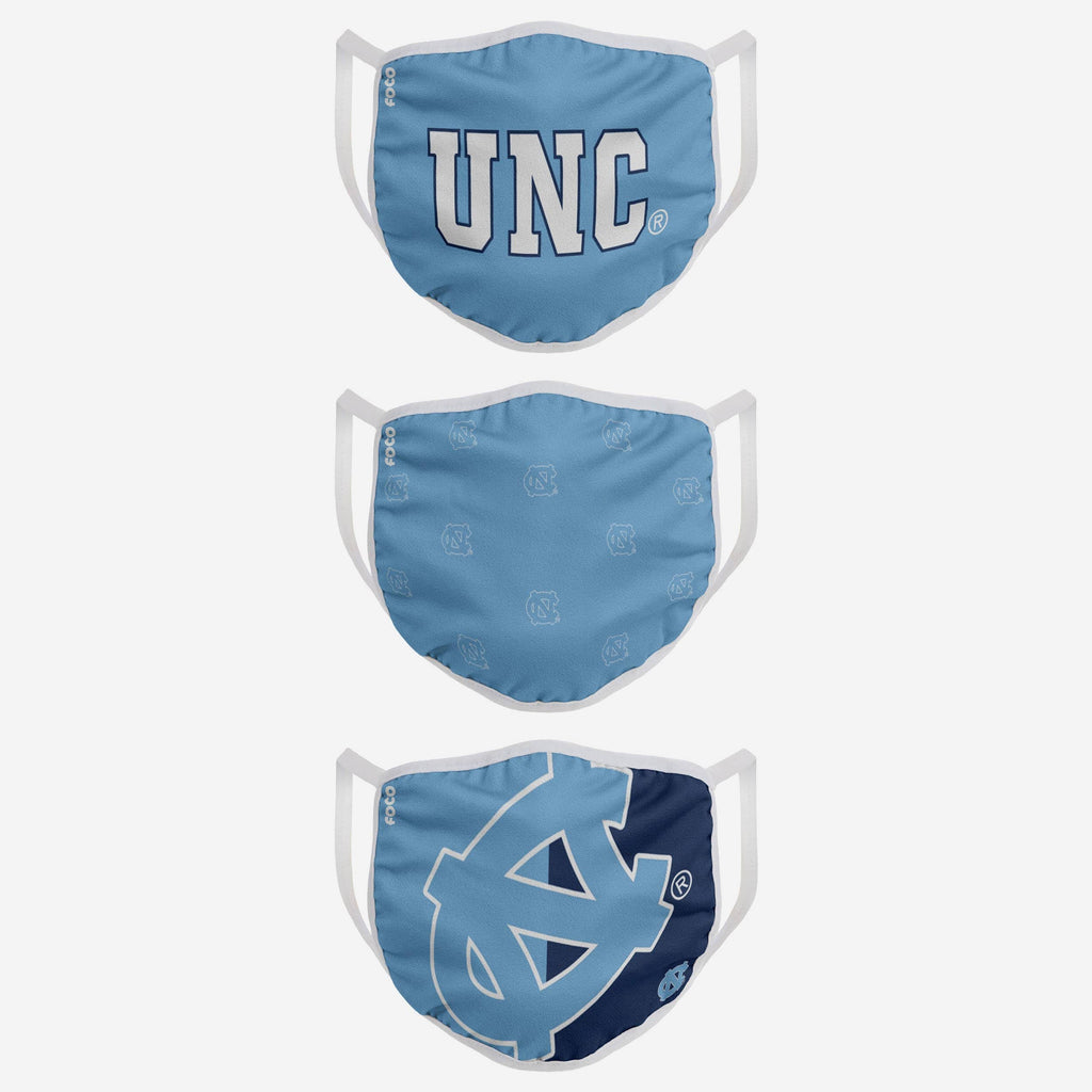 North Carolina Tar Heels 3 Pack Face Cover FOCO