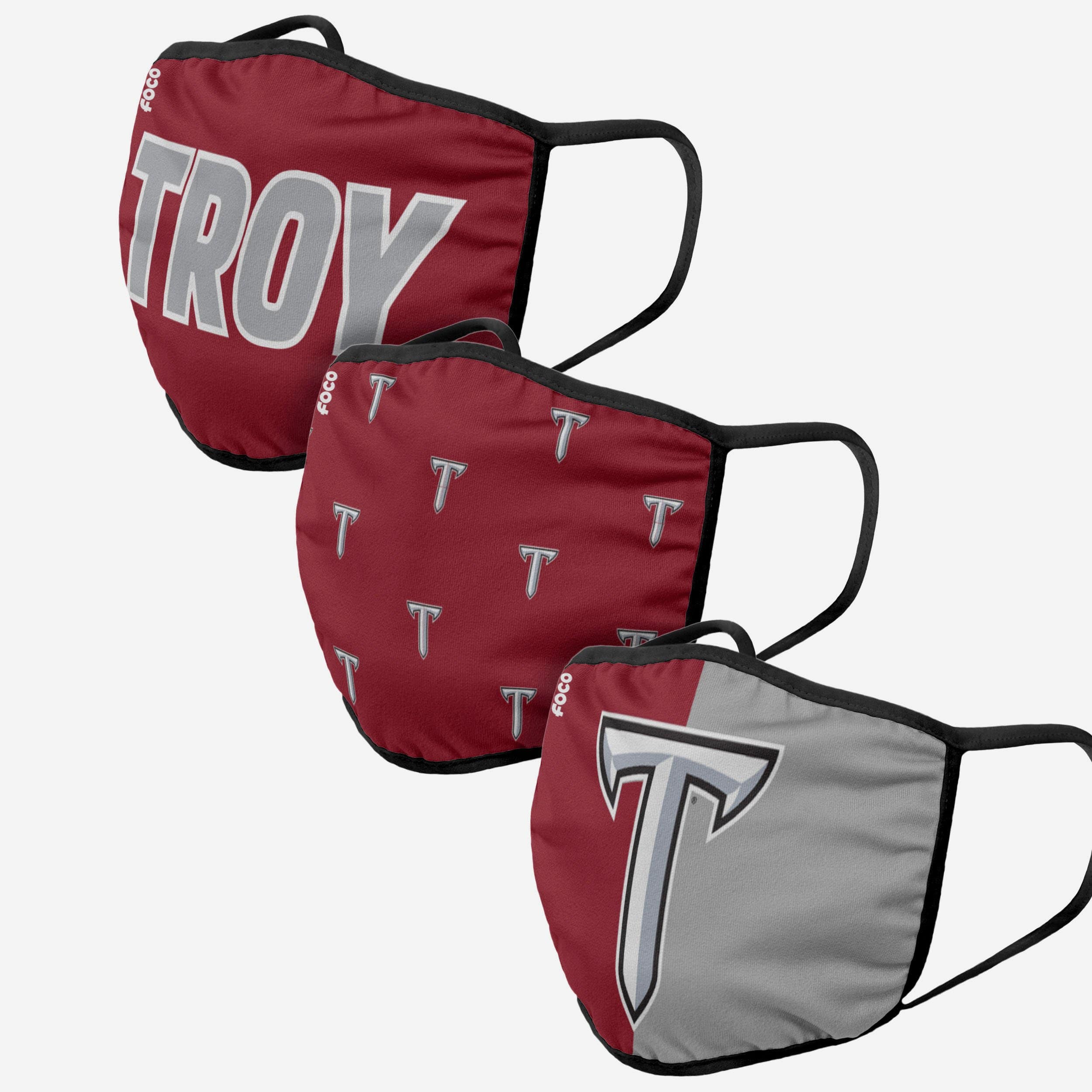 Troy Trojans 3 Pack Face Cover FOCO